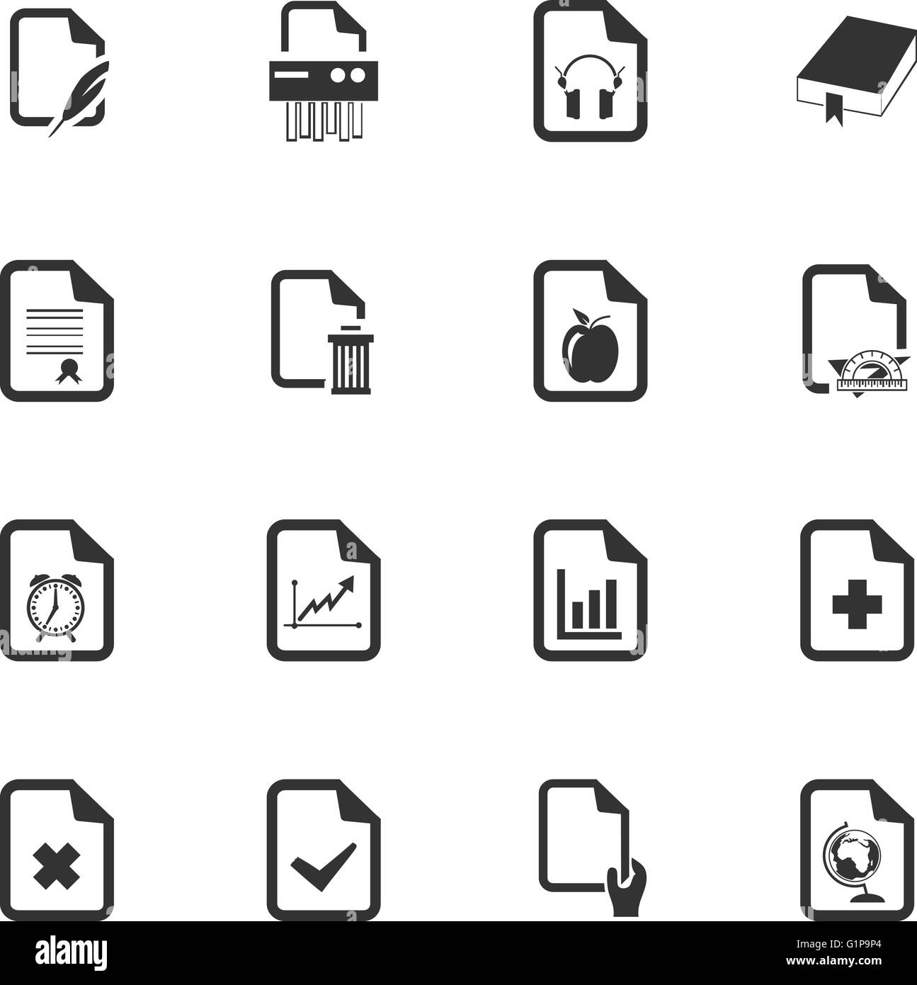 Documents icons set Stock Vector Image & Art - Alamy