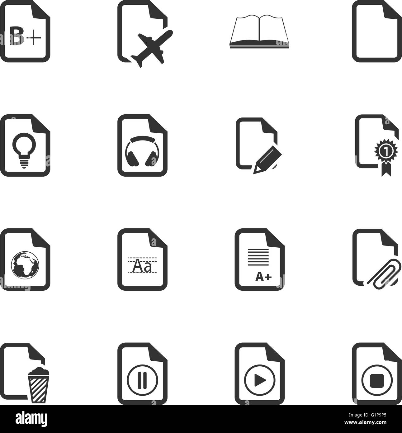 Documents icons set Stock Vector Image & Art - Alamy