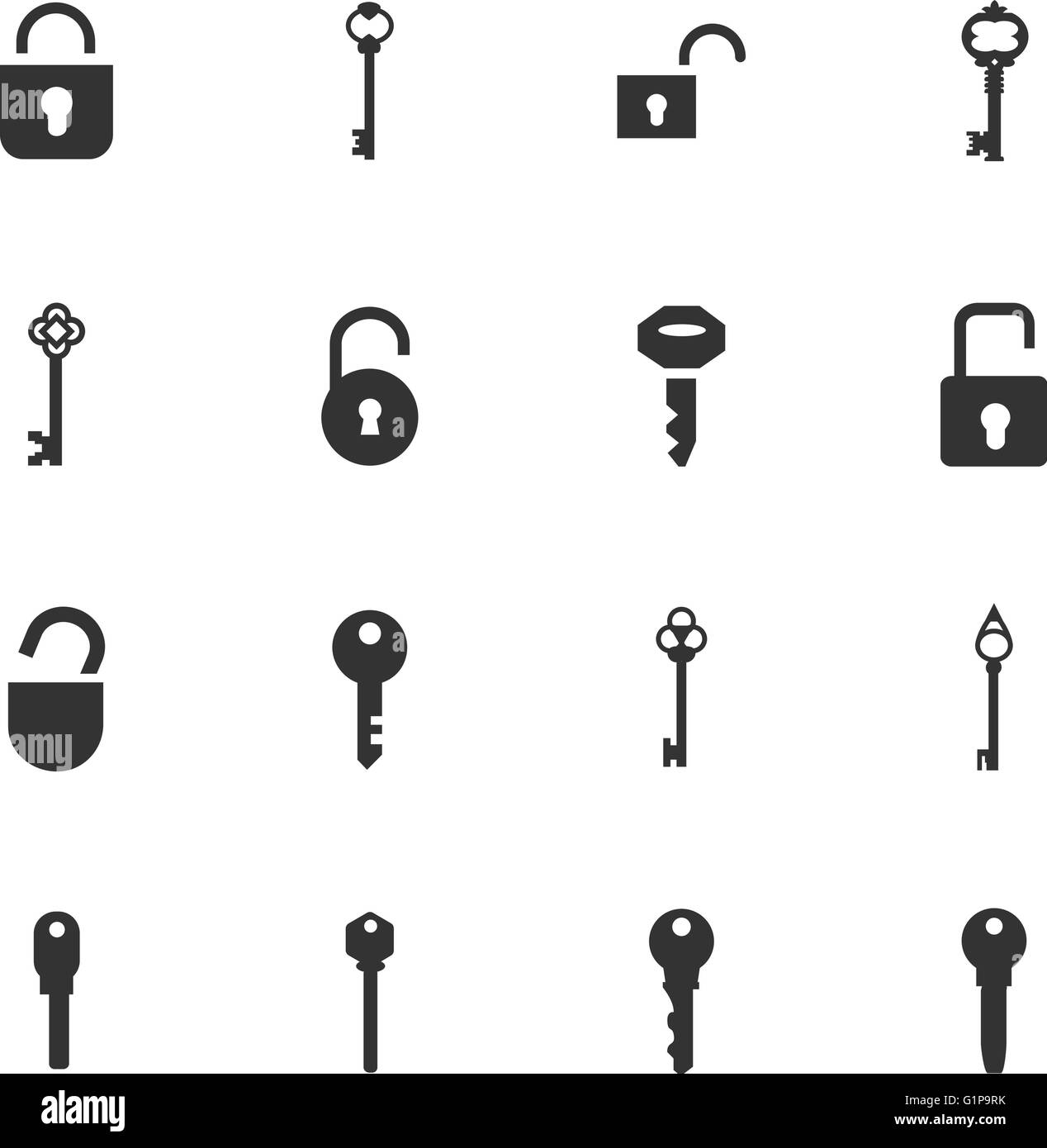 Lock and Key icons set Stock Vector Image & Art - Alamy