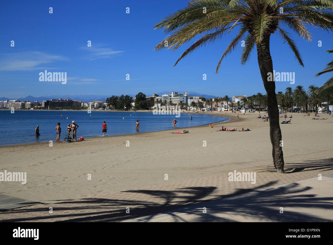 Lovely Roses beach, in late summer, in the province of Girona, in ...
