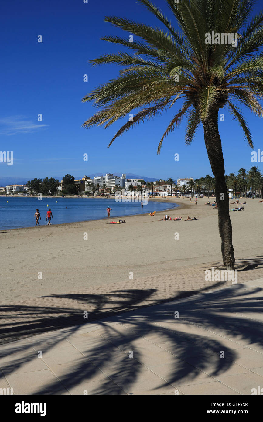 Lovely Roses beach, in late summer, in the province of Girona, in ...