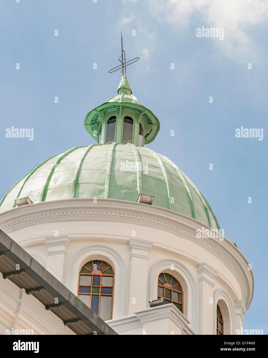 Low angle view of dome of the catholic church at the historic center of ...