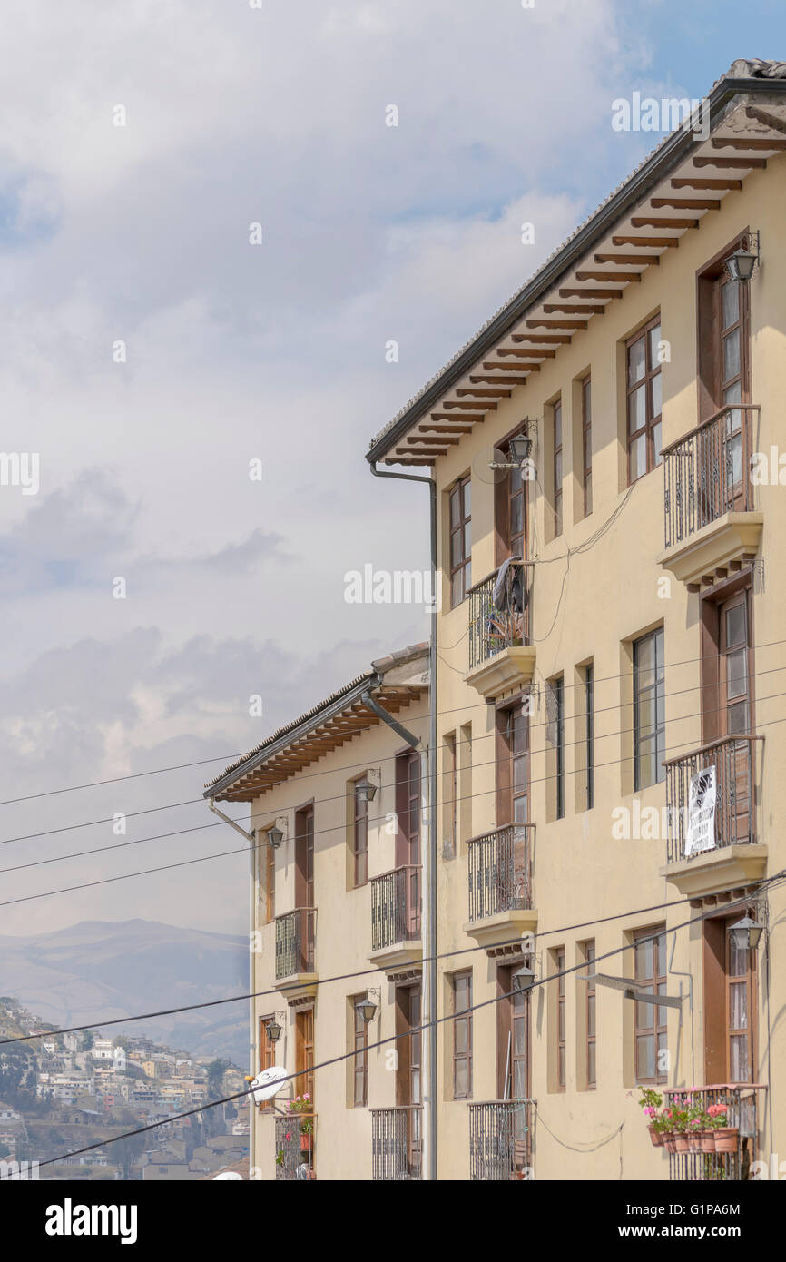 QUITO, ECUADOR, OCTOBER - 2015 - Traditional colonial style buildings ...