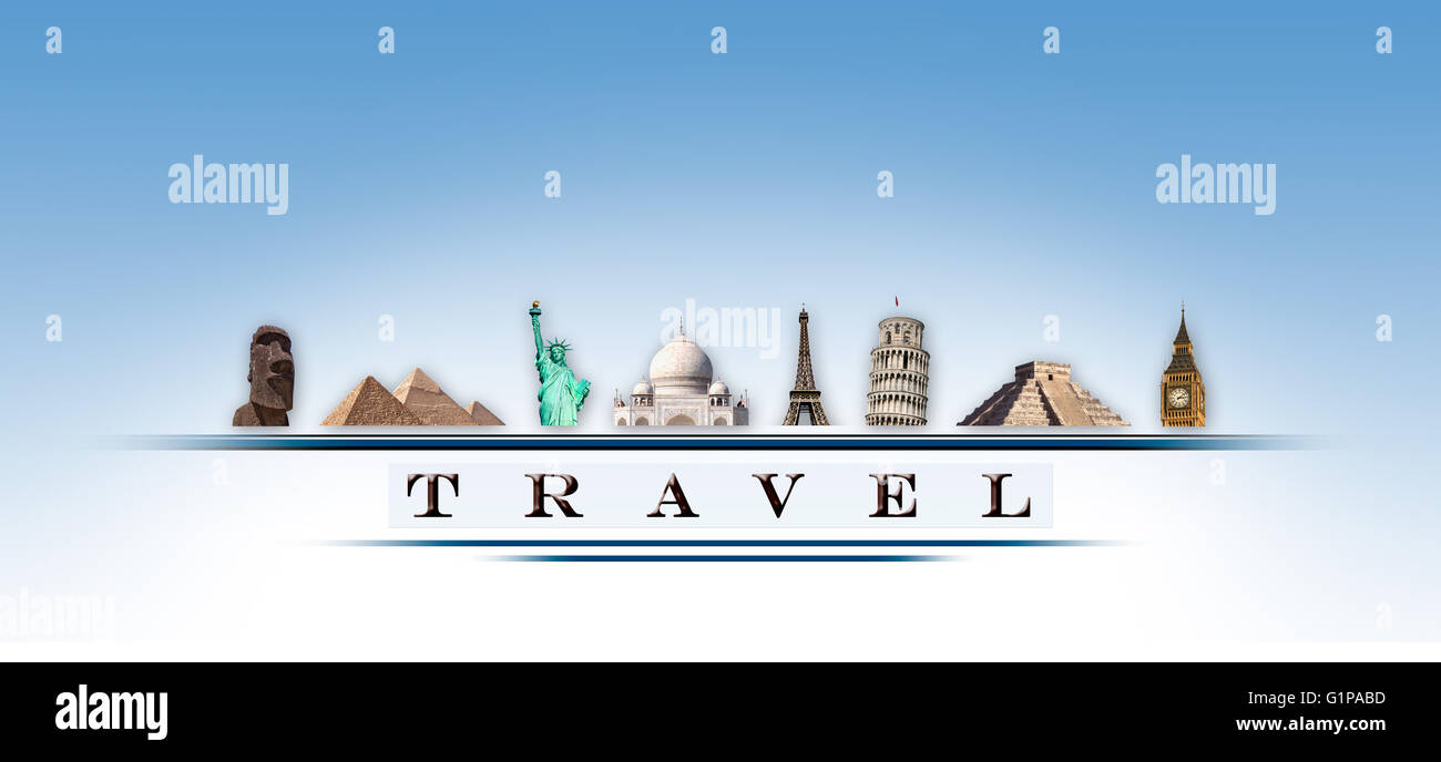 Representation travel with important monuments in the world Stock Photo ...