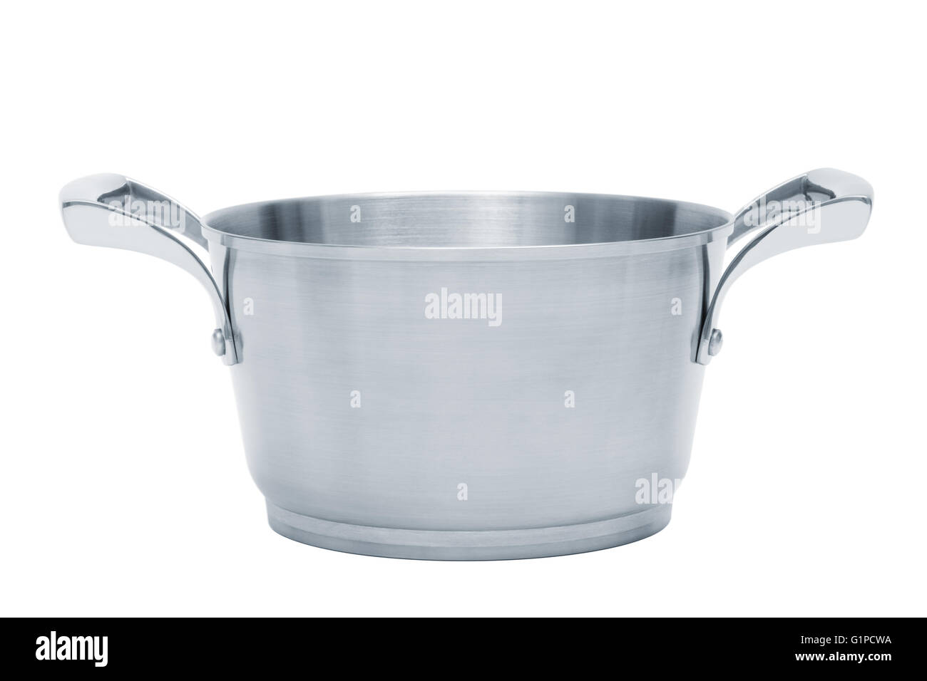 Modern steel saucepan on a white background Stock Photo - Alamy