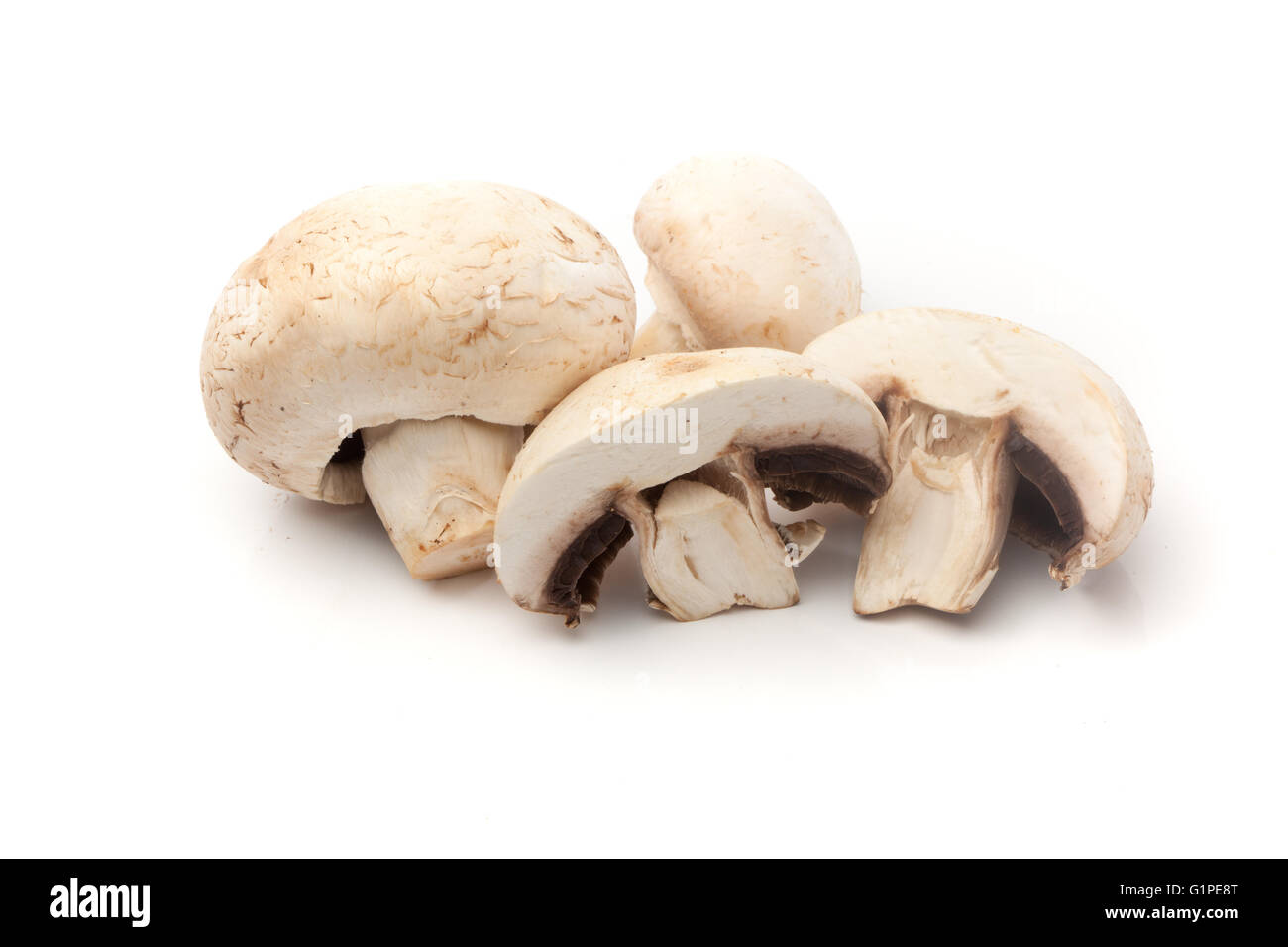 Champignon mushrooms,, isolated on white background Stock Photo - Alamy