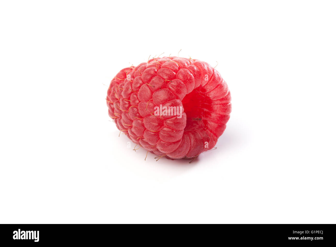 Detail of one red raspberry, isolated on white background Stock Photo ...