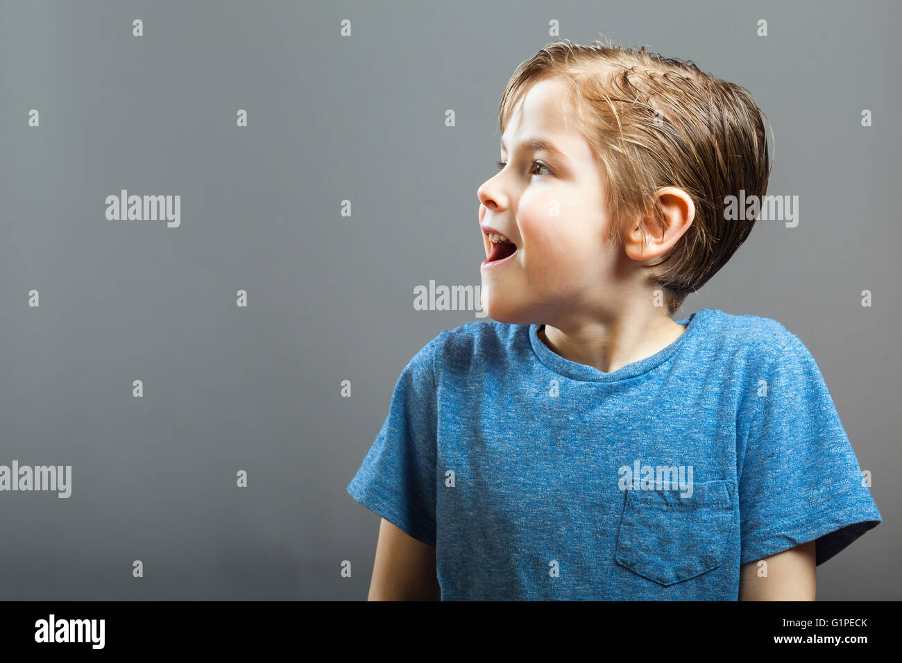 Series of a Little Boy, Expressions - Happy Surprise, looking sideways ...