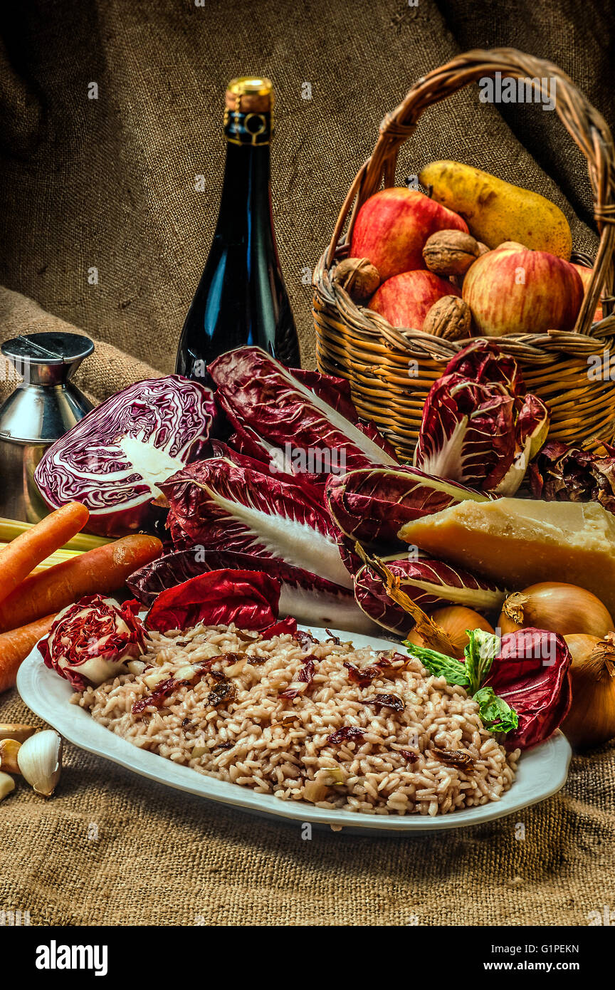 Italian Food - rice with Chicory Stock Photo - Alamy