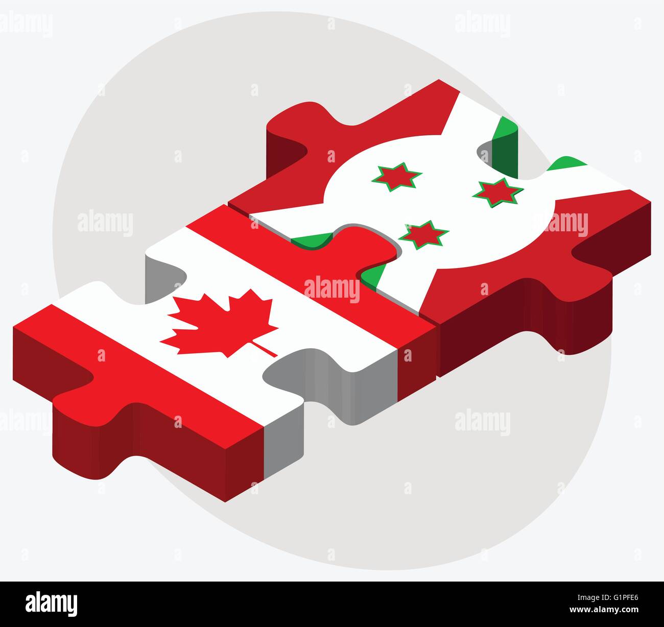 Canada and Burundi Flags in puzzle isolated on white background Stock ...