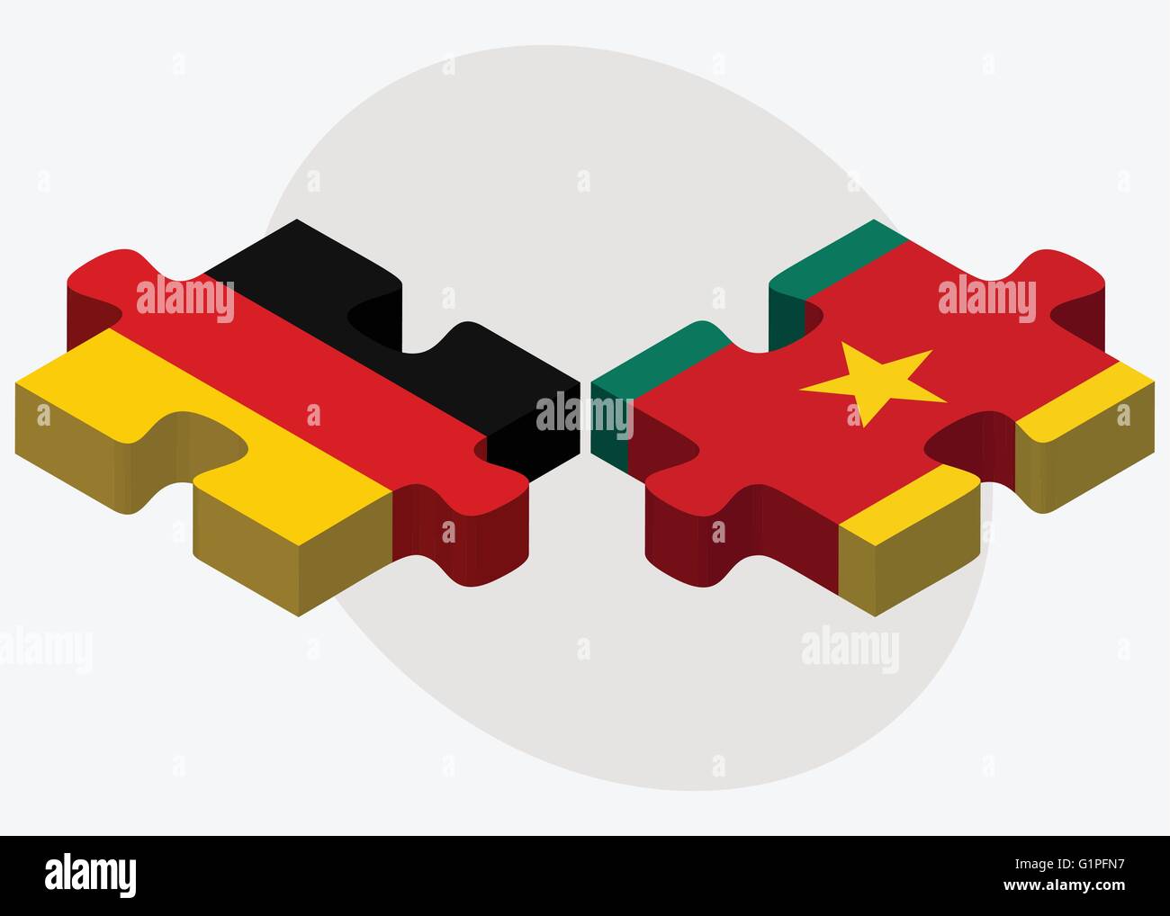 Germany and Cameroon Flags in puzzle isolated on white background Stock ...