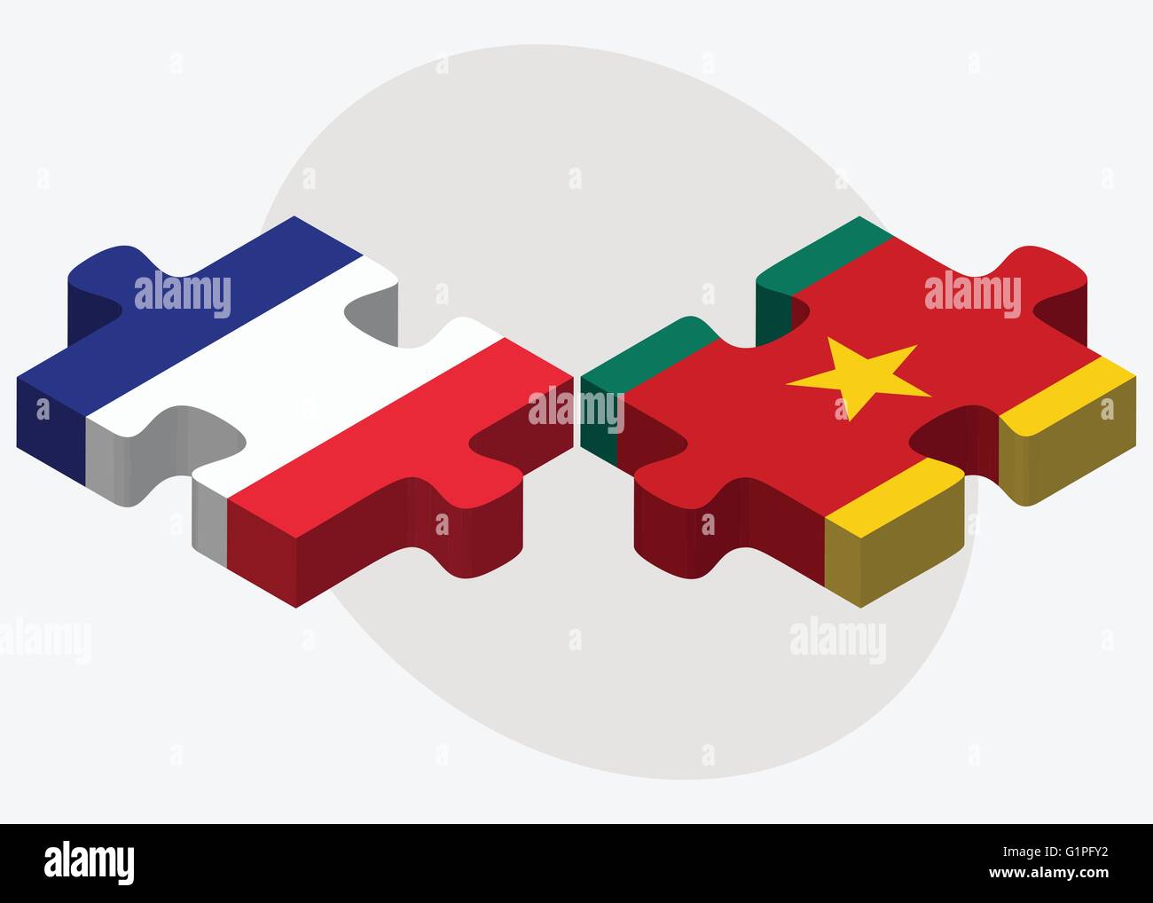 France and Cameroon Flags in puzzle isolated on white background Stock ...