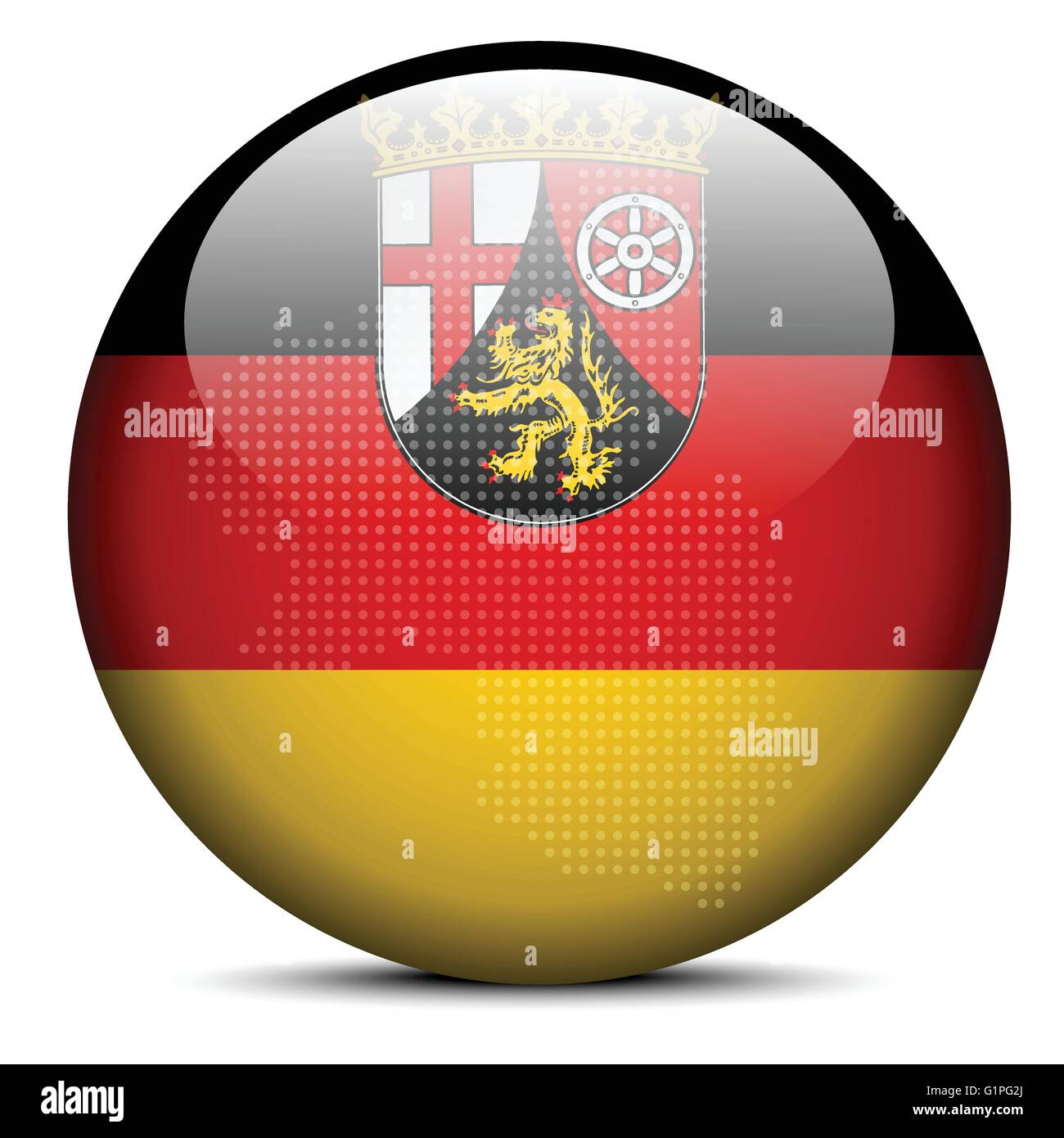 Map with Dot Pattern on flag button of Rhineland-Palatinate, Germany ...