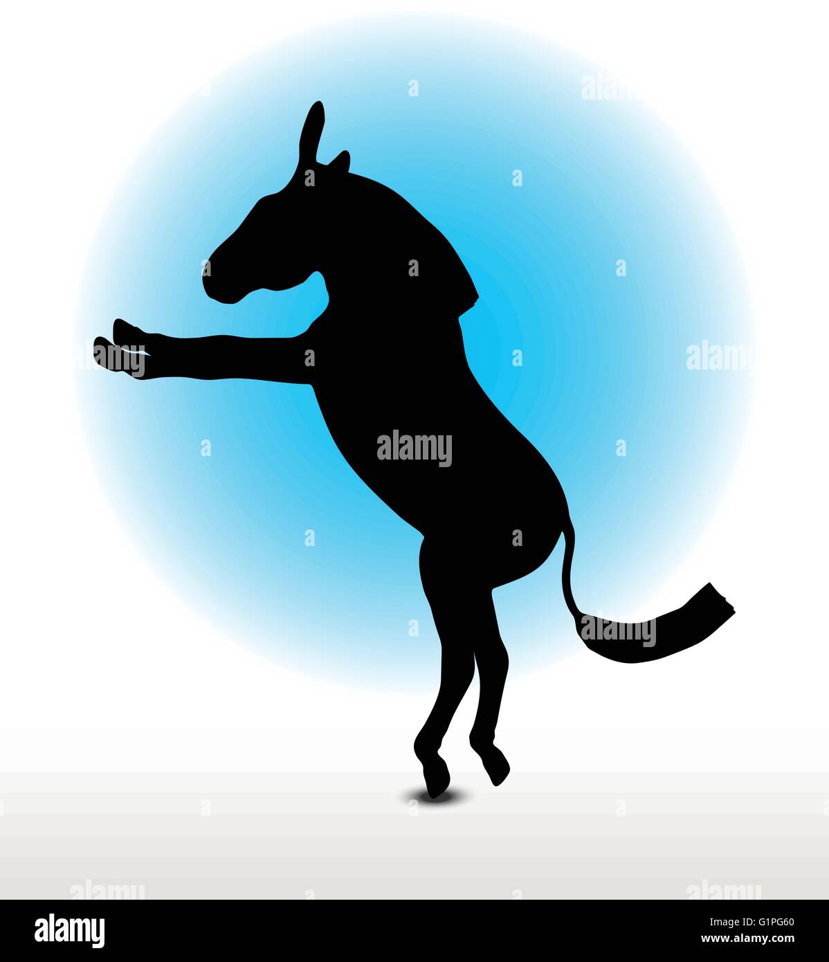 Vector Image, donkey silhouette, in buck pose, isolated on white ...