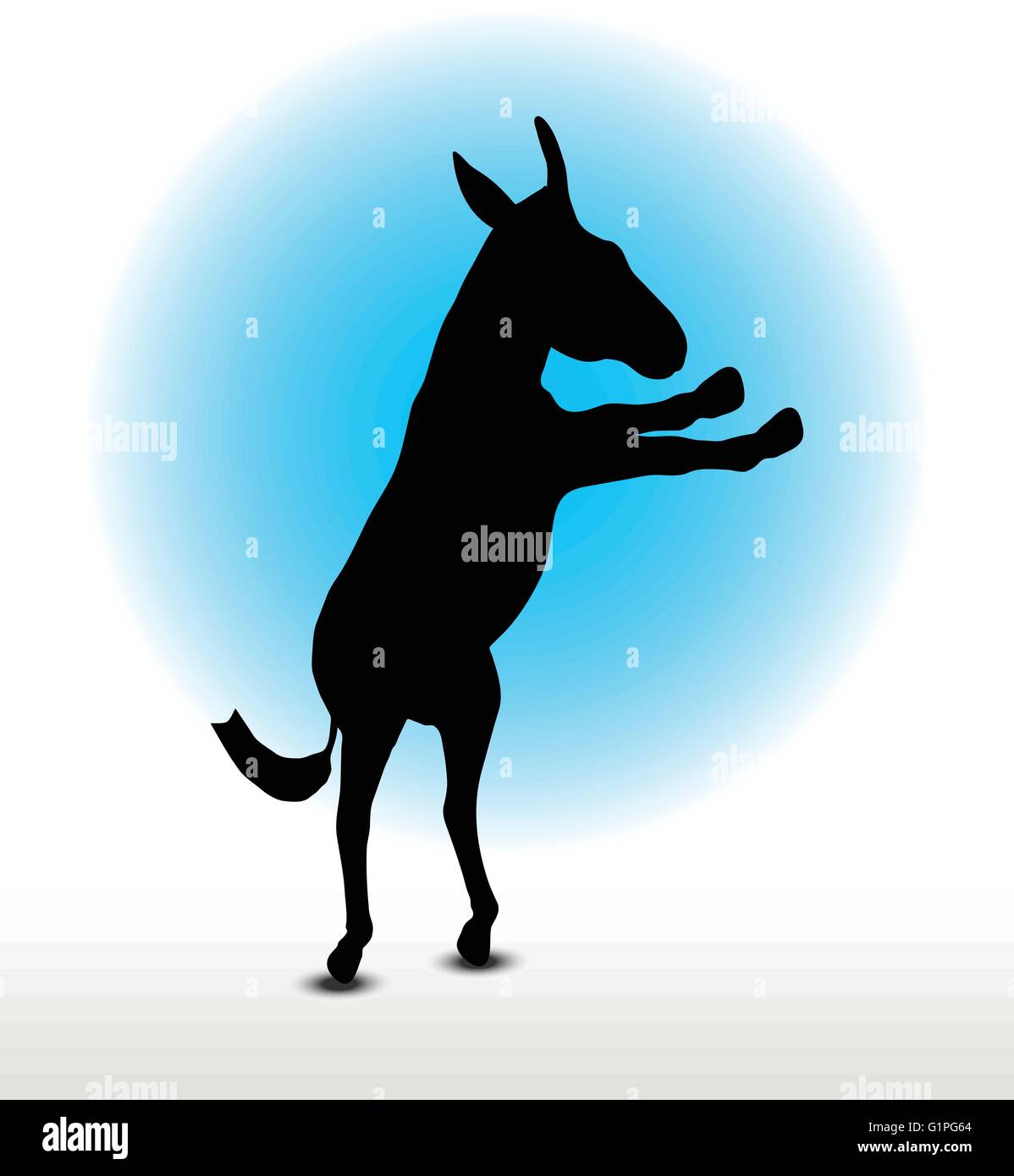 Vector Image, donkey silhouette, in buck pose, isolated on white ...