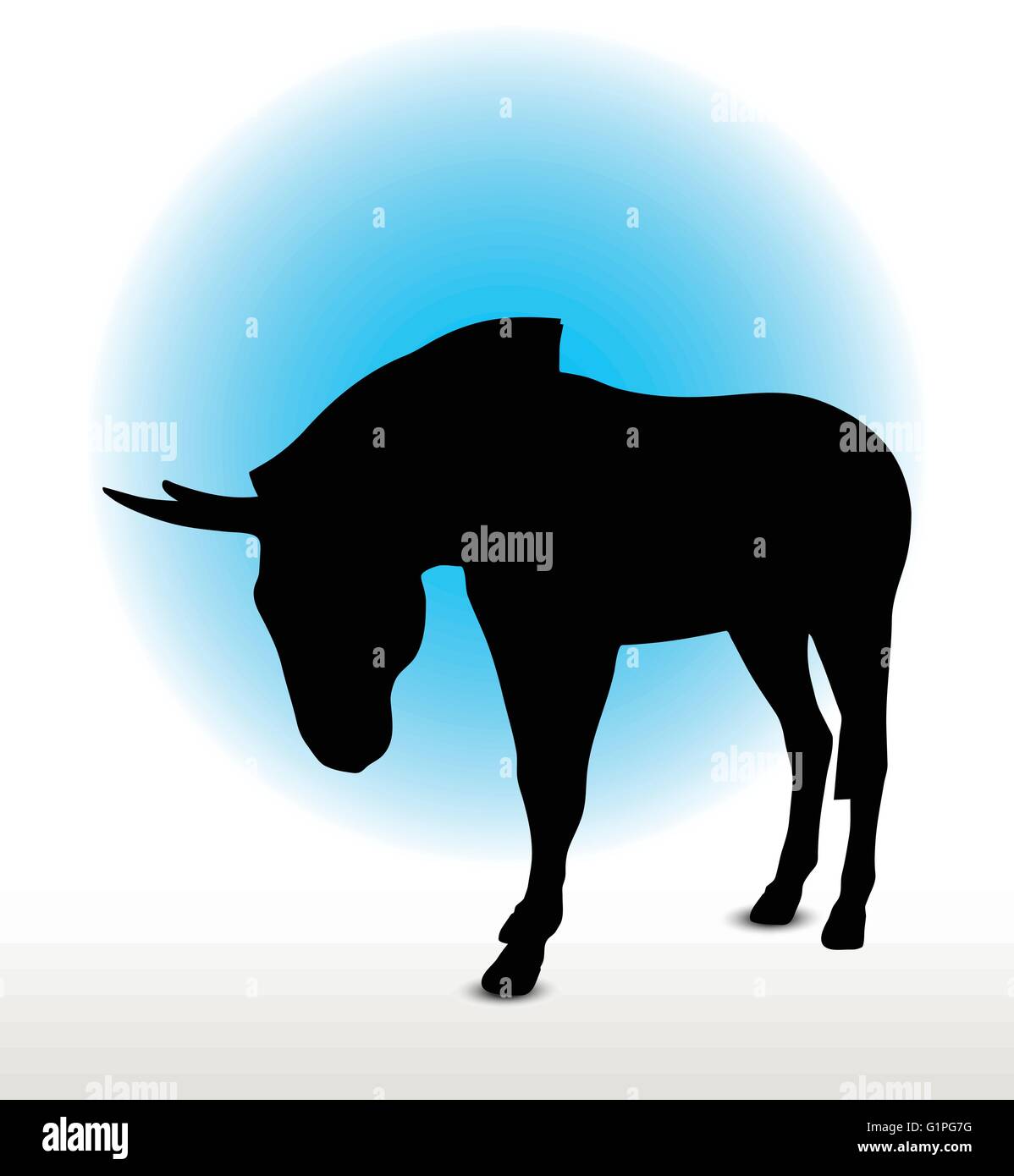 Vector Image, donkey silhouette, in look down pose, isolated on white ...