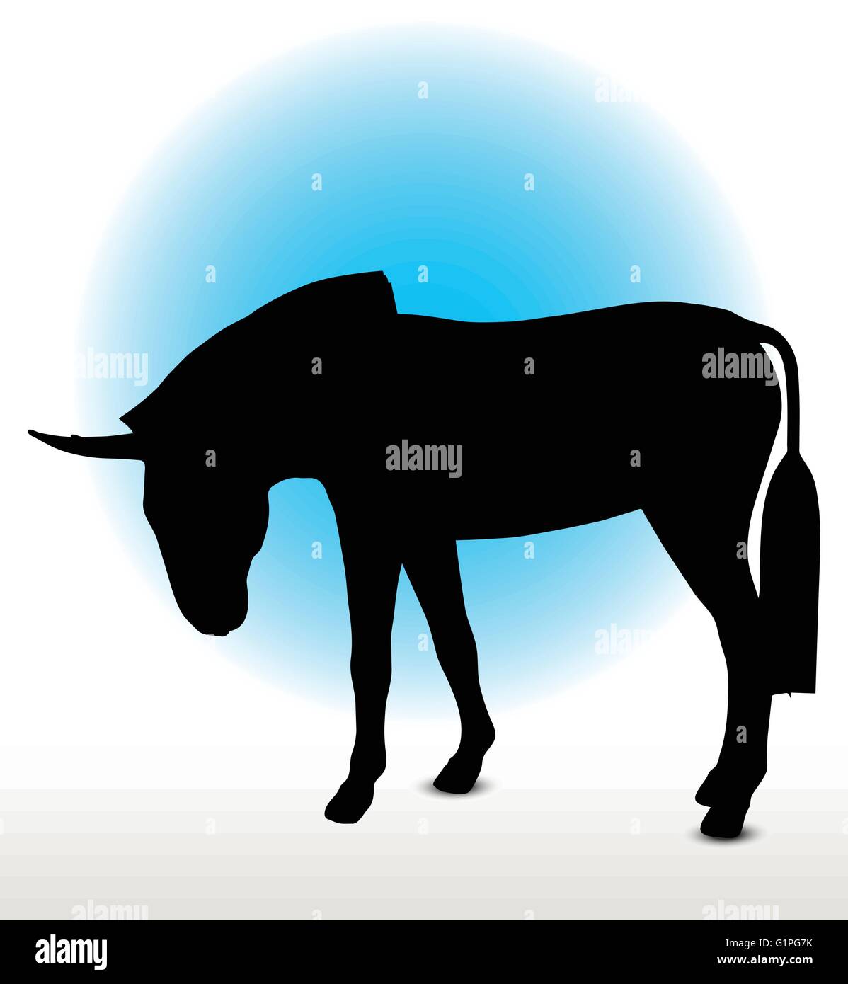 Vector Image, donkey silhouette, in look down pose, isolated on white ...