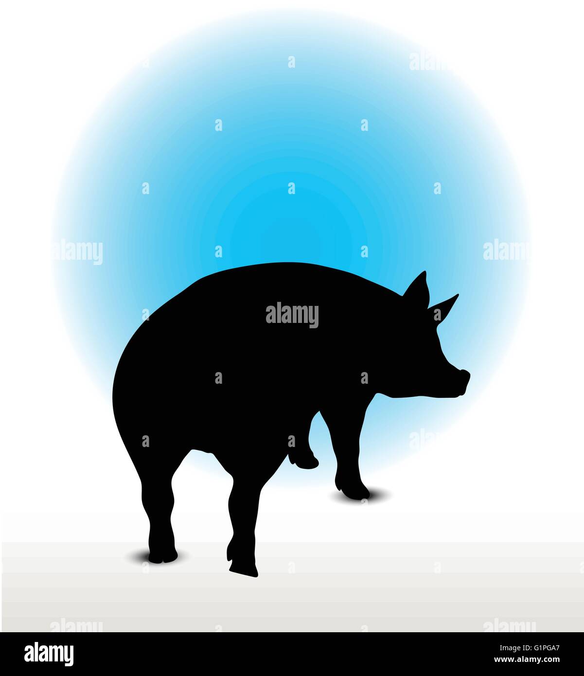 Vector Image, pig silhouette, in a standing position, isolated on white ...
