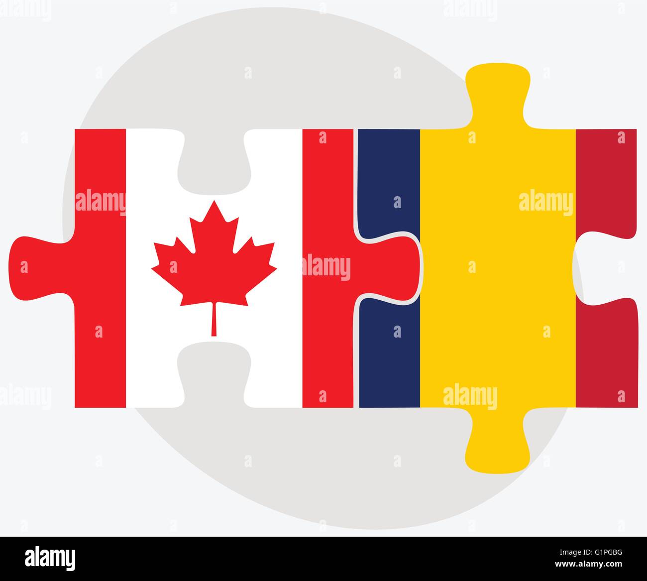 Canada and Chad Flags in puzzle isolated on white background Stock ...
