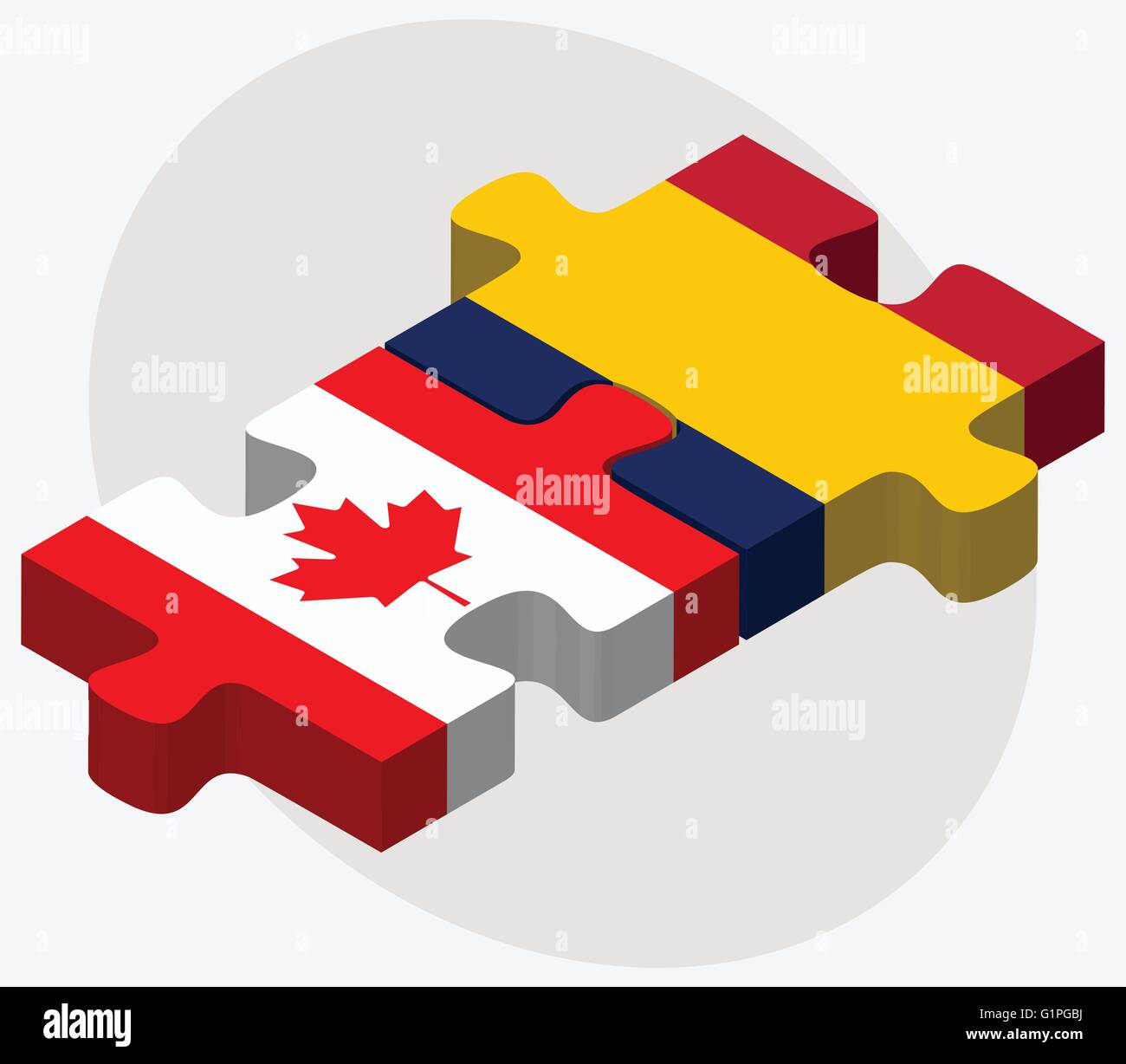 Canada and Chad Flags in puzzle isolated on white background Stock ...