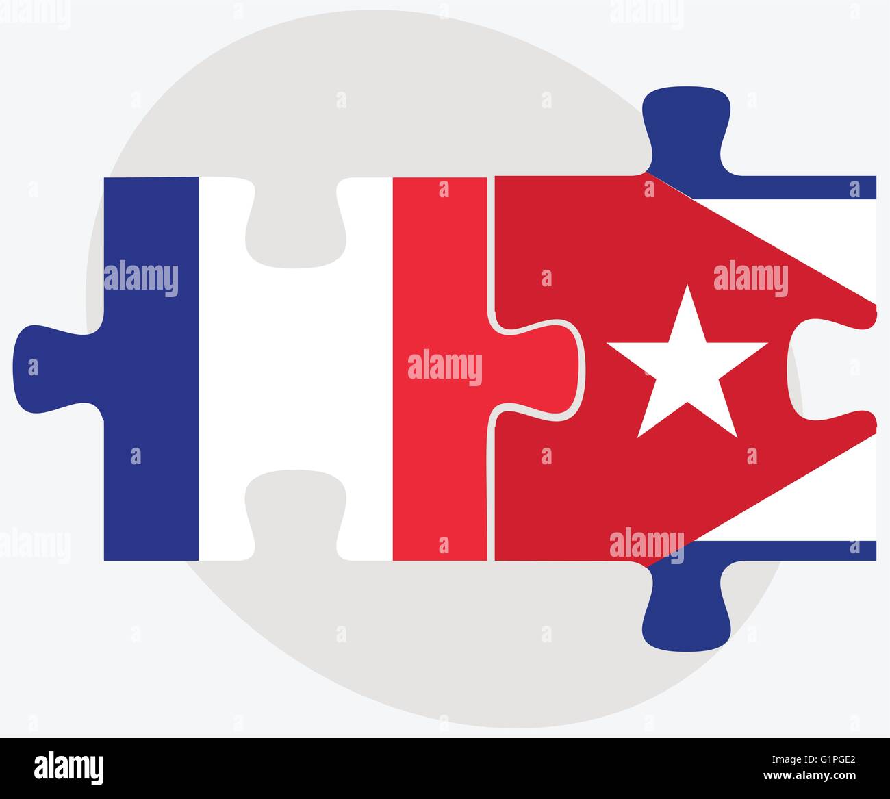 France and Cuba Flags in puzzle isolated on white background Stock ...