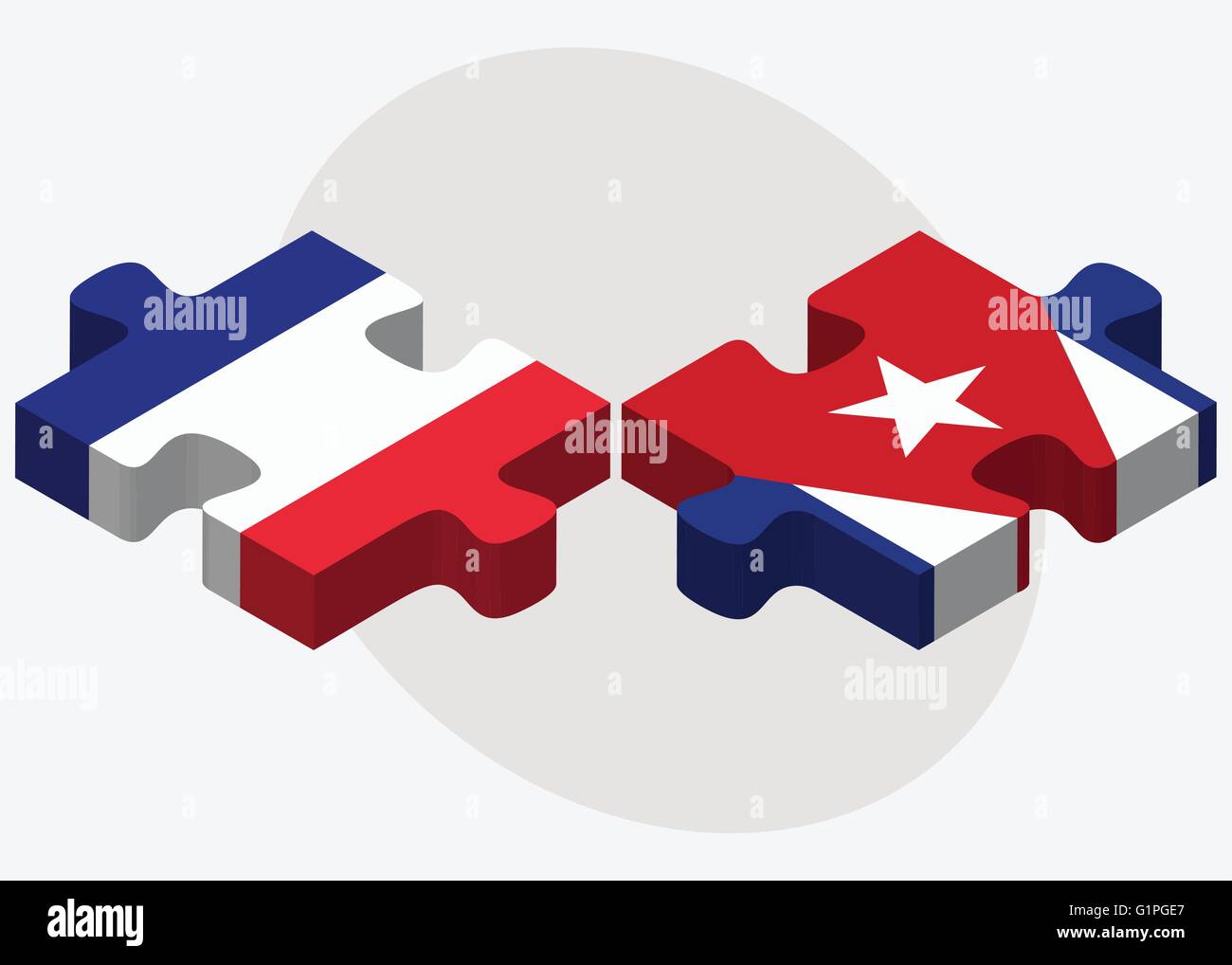 France and Cuba Flags in puzzle isolated on white background Stock ...