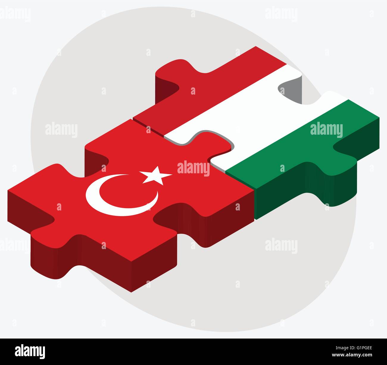 Turkey and Hungary Flags in puzzle isolated on white background Stock ...