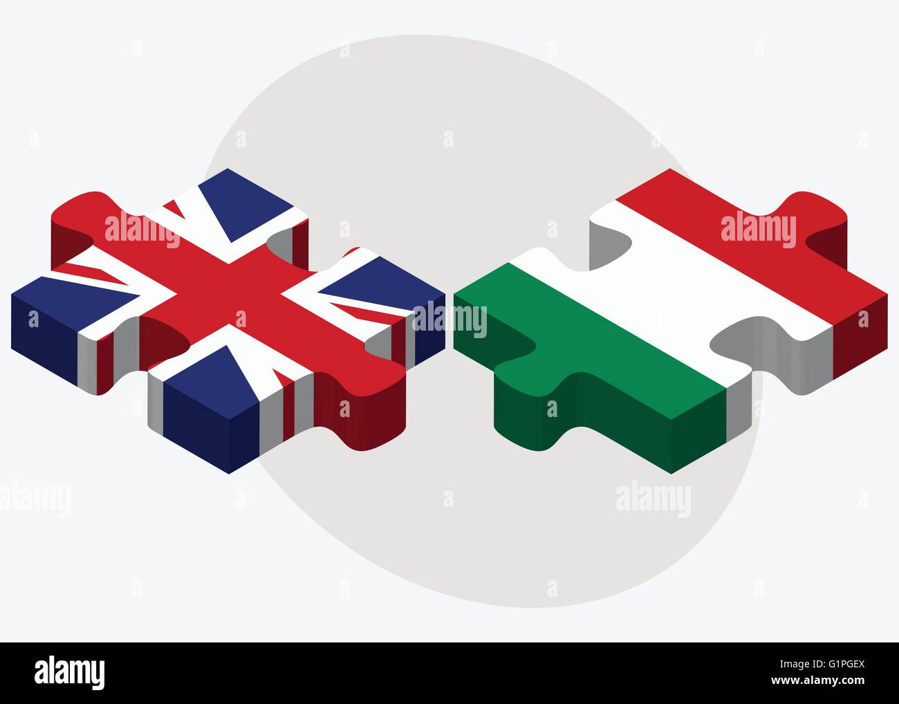 United Kingdom and Hungary Flags in puzzle isolated on white background ...