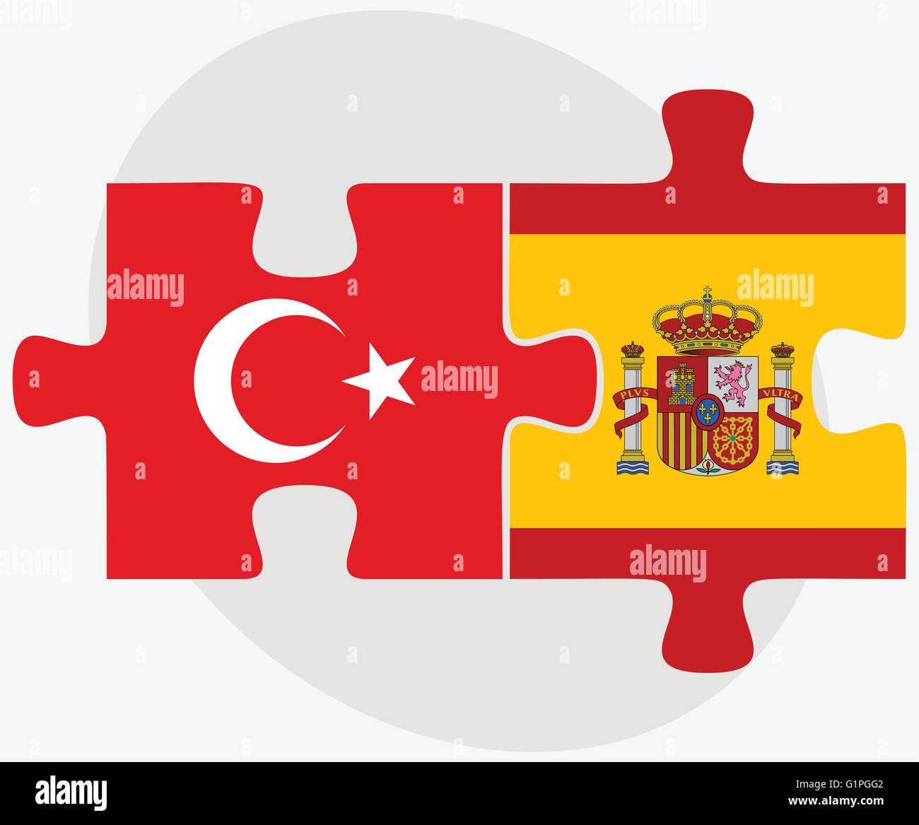 Turkey and Spain Flags in puzzle isolated on white background Stock ...