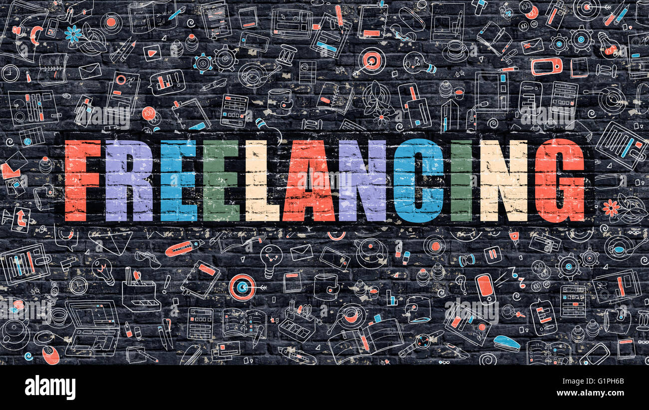 Freelancing in Multicolor. Doodle Design Stock Photo - Alamy