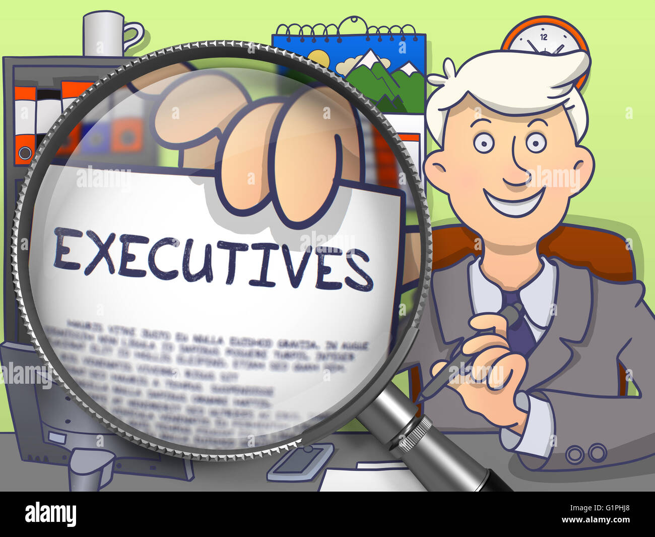 Executives through Lens. Doodle Style Stock Photo - Alamy