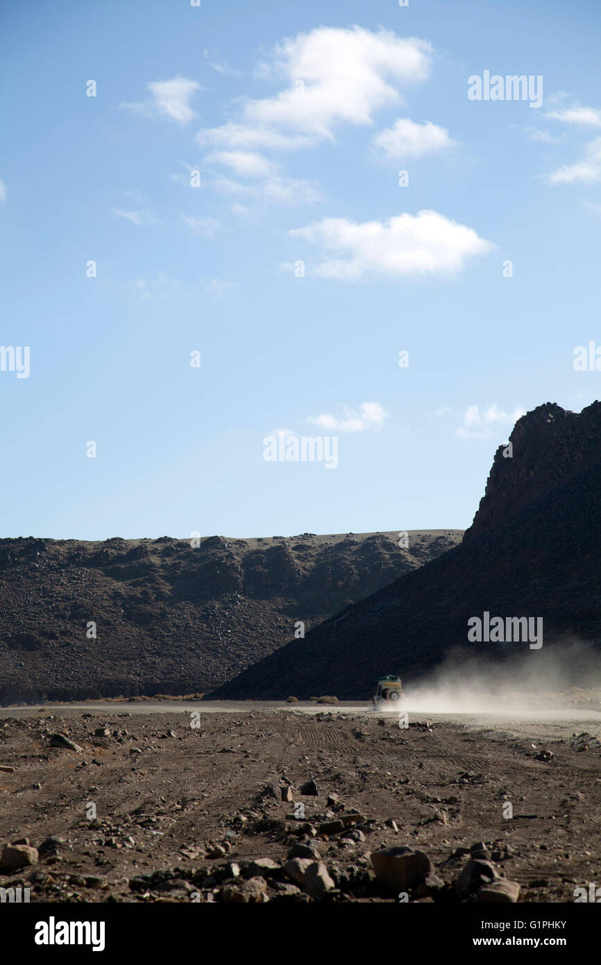 Car on Aussenkehr Dusty Road - Namibia Stock Photo - Alamy