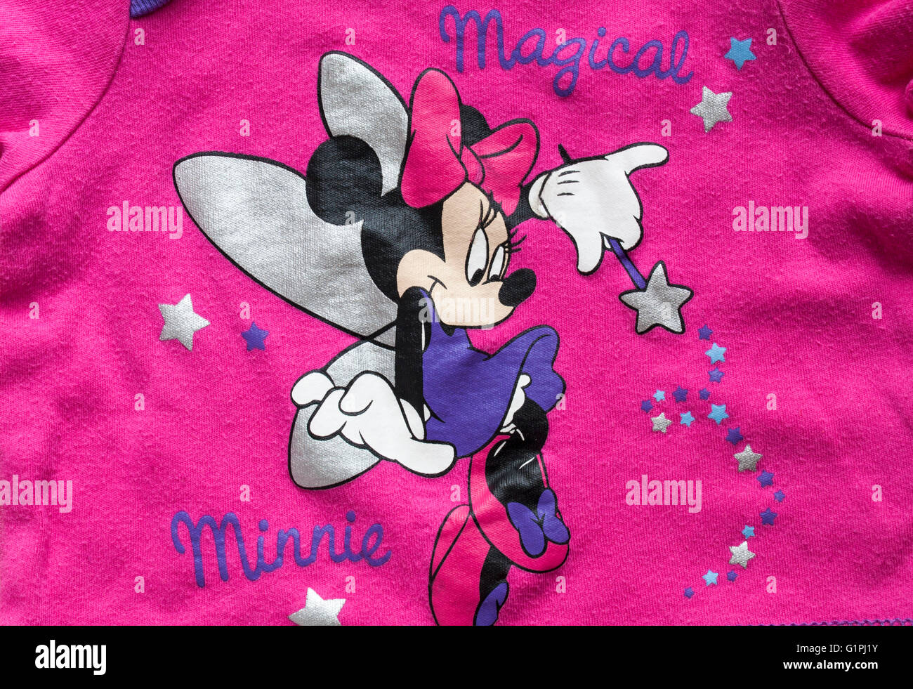 Close up detail of Magical Minnie mouse on girl's top Stock Photo - Alamy