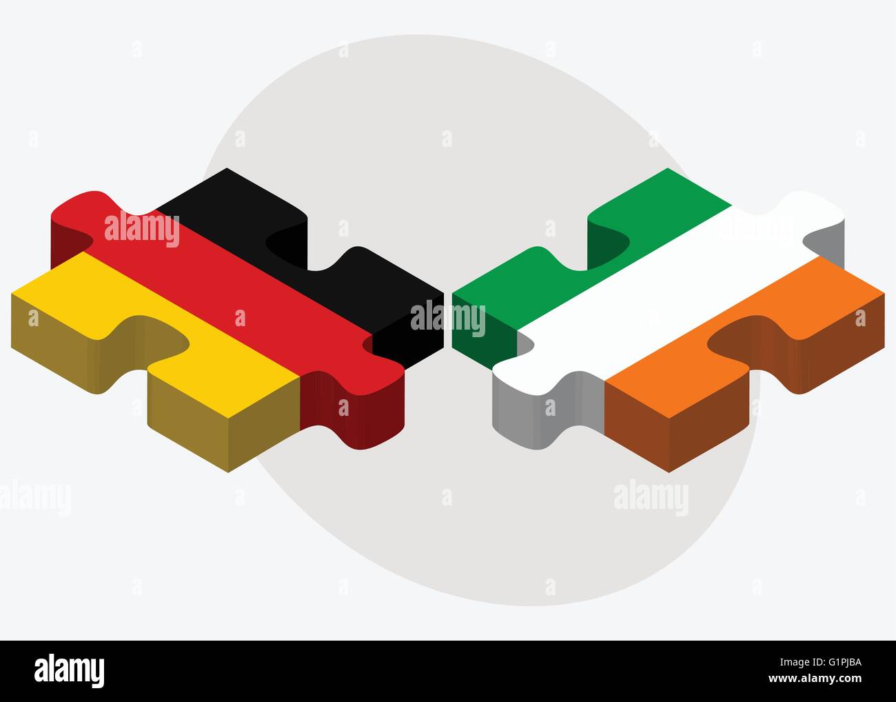 Germany and Ireland Flags in puzzle isolated on white background Stock ...