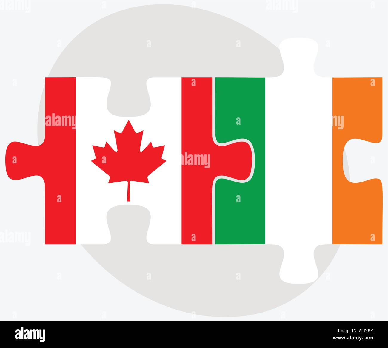Canada and Ireland Flags in puzzle isolated on white background Stock ...