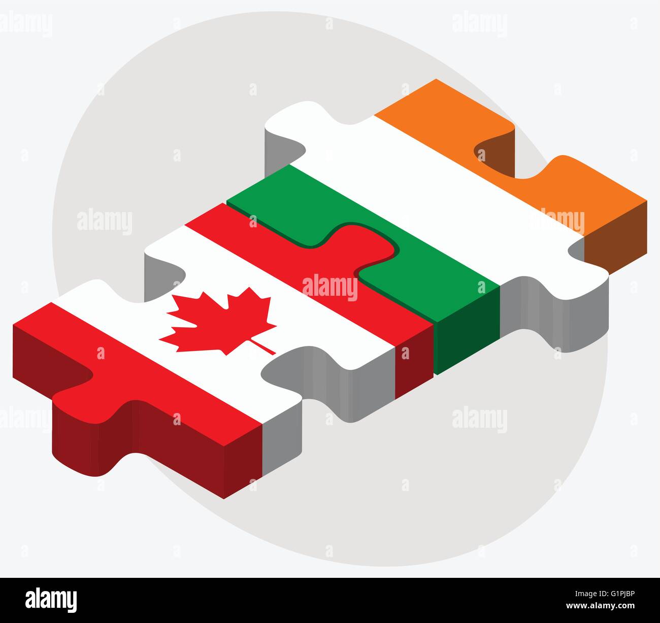 Canada and Ireland Flags in puzzle isolated on white background Stock ...