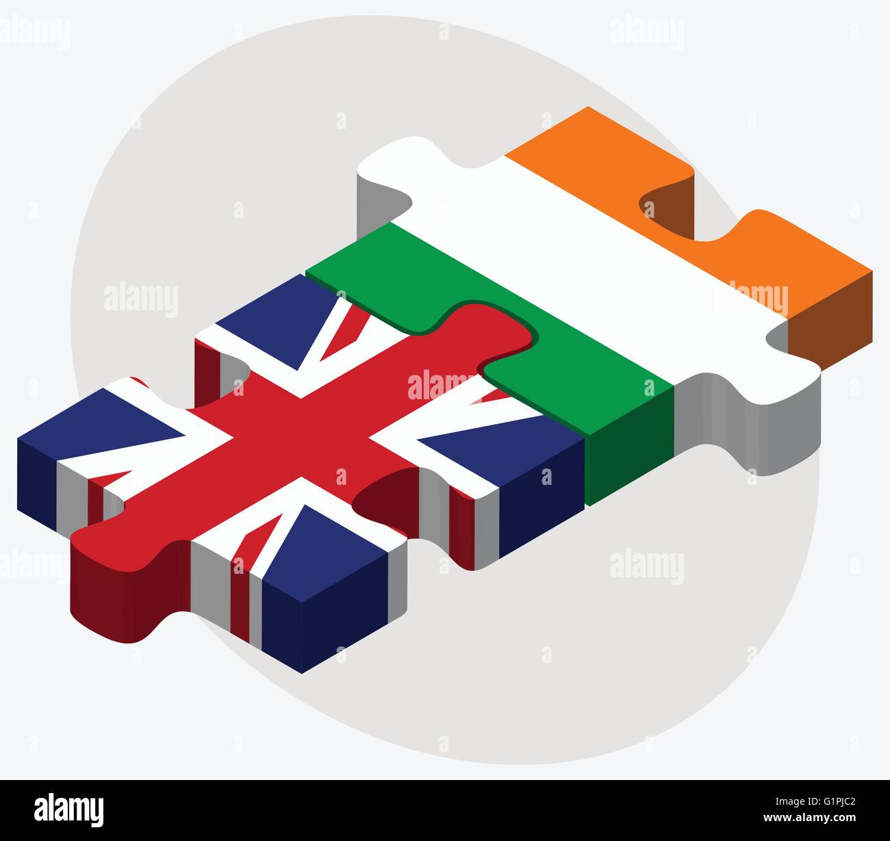 United Kingdom and Ireland Flags in puzzle isolated on white background ...