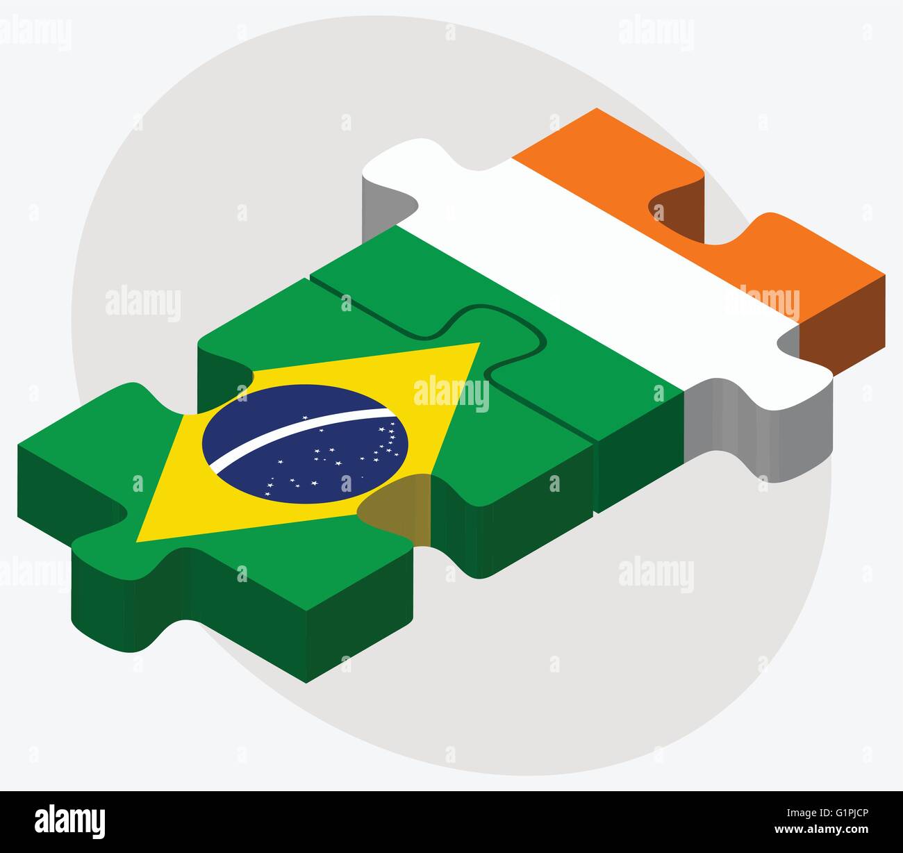 Brazil and Ireland Flags in puzzle isolated on white background Stock ...