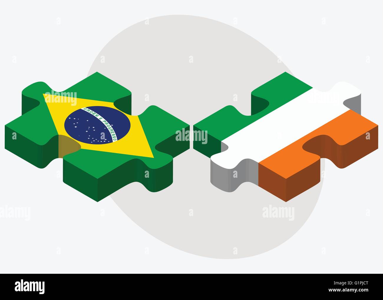 Brazil and Ireland Flags in puzzle isolated on white background Stock ...