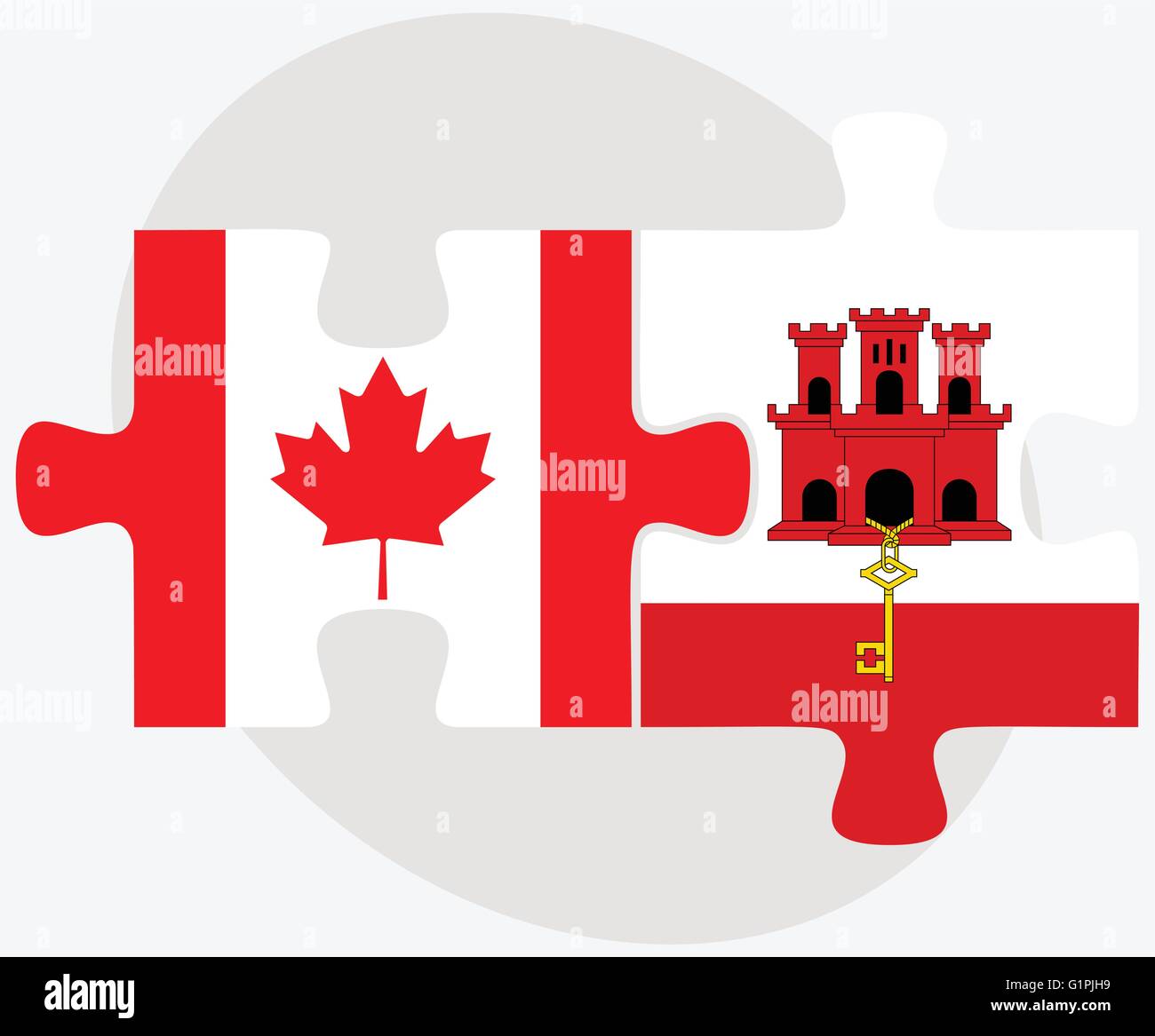 Canada and Gibraltar Flags in puzzle isolated on white background Stock ...