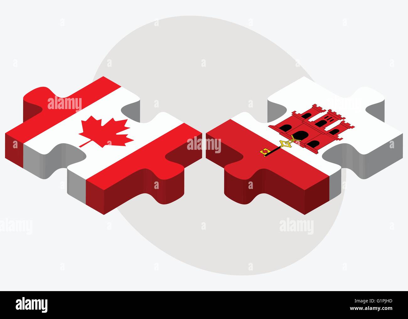 Canada and Gibraltar Flags in puzzle isolated on white background Stock ...
