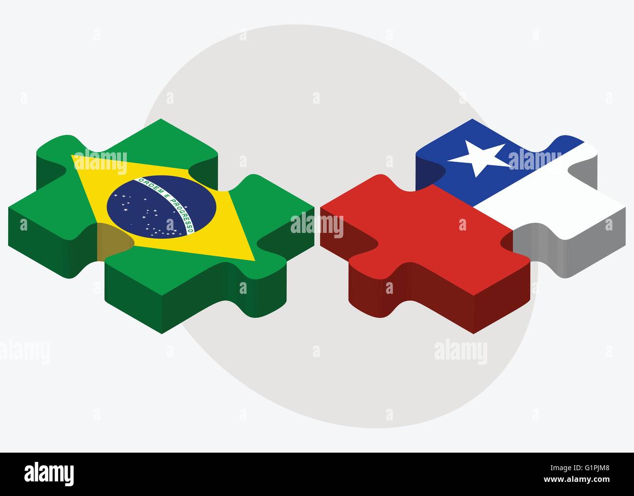 Brazil and Chile Flags in puzzle isolated on white background Stock ...