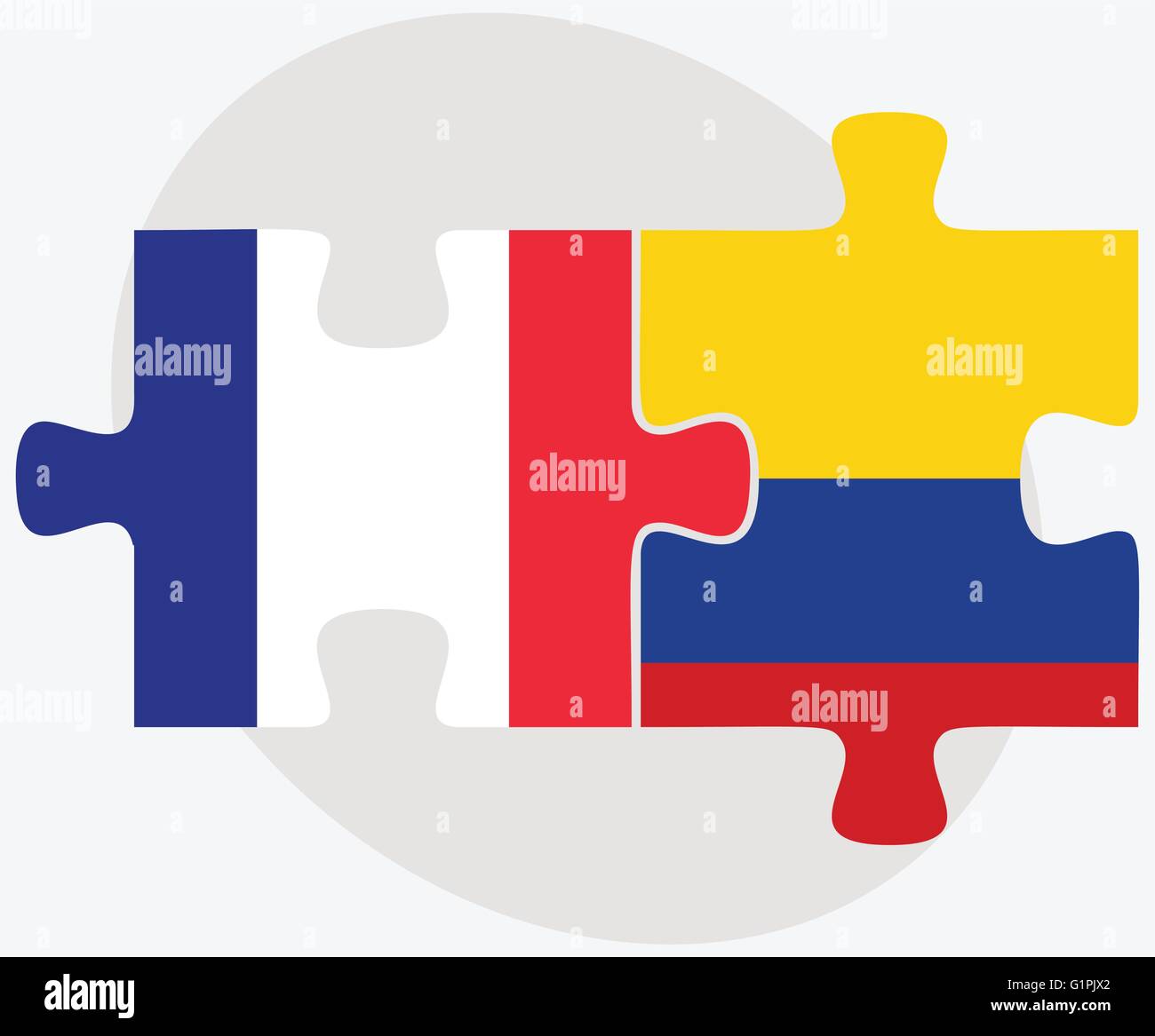 France and Colombia Flags in puzzle isolated on white background Stock ...