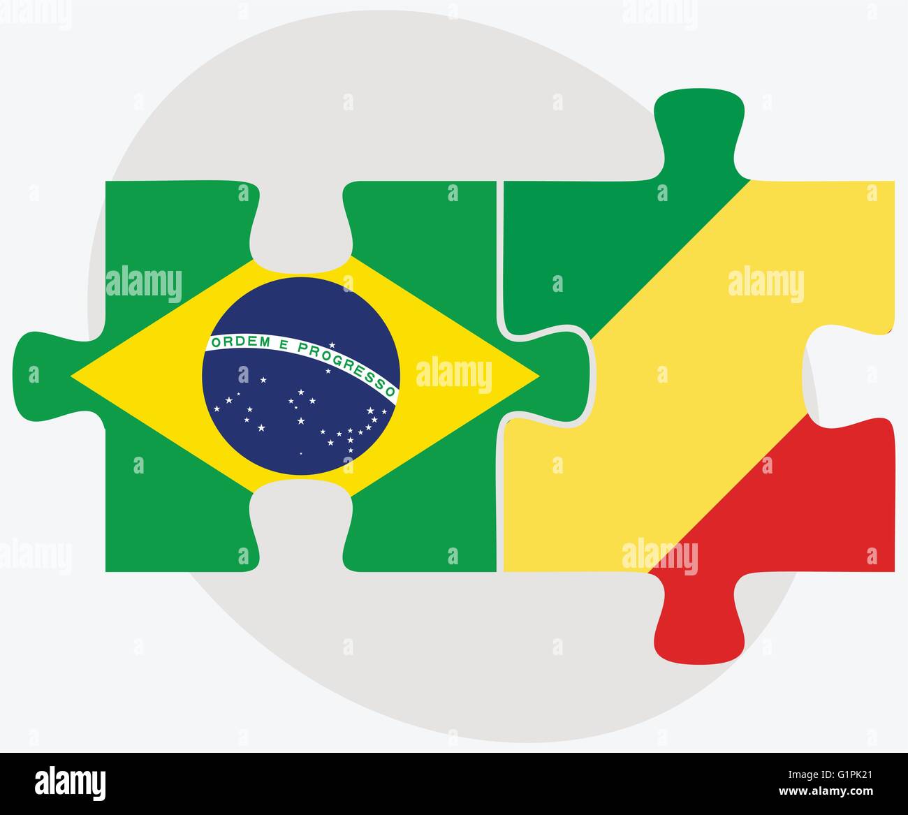 Brazil and Congo Flags in puzzle isolated on white background Stock ...
