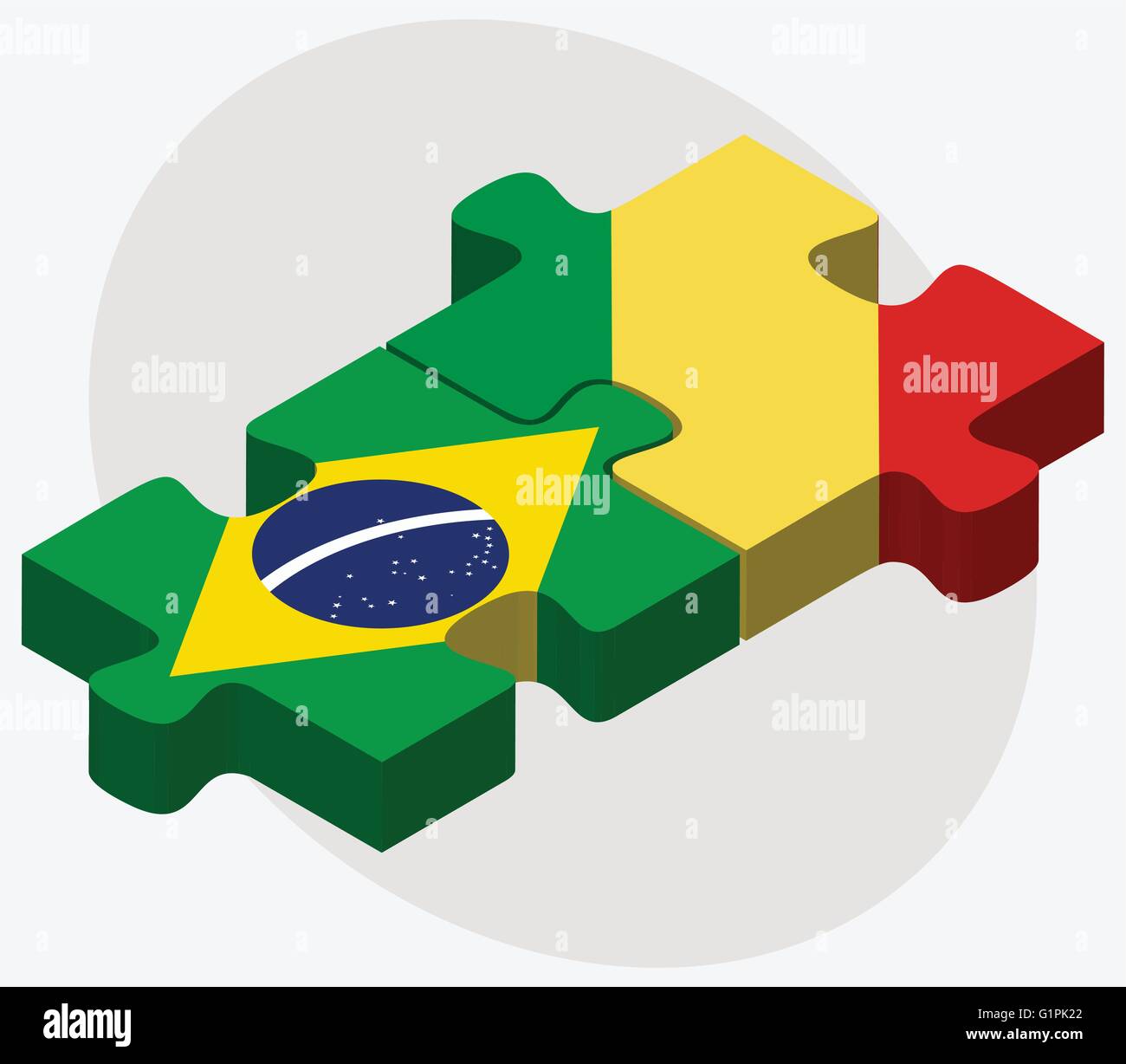 Brazil and Congo Flags in puzzle isolated on white background Stock ...