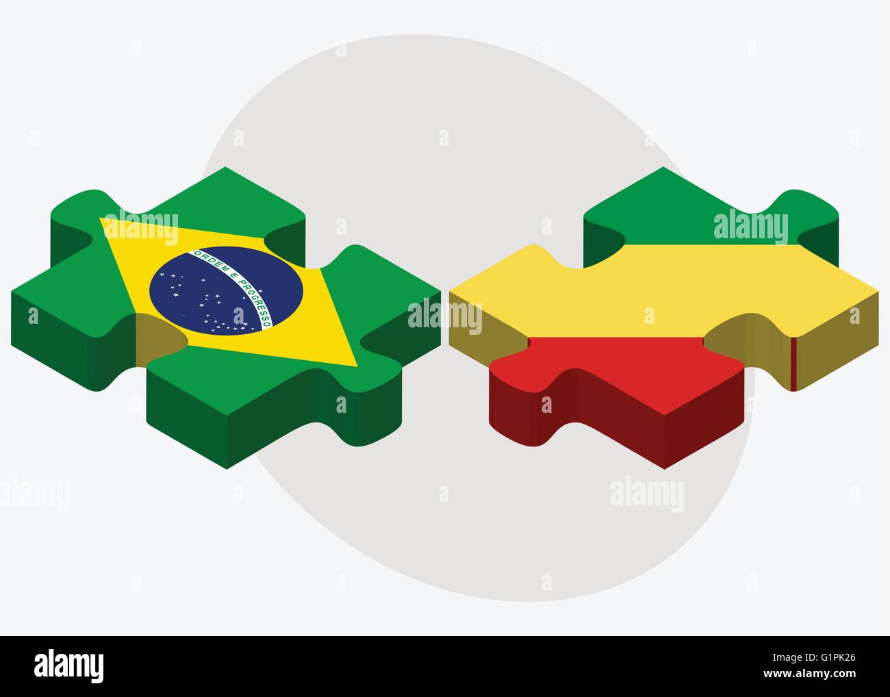 Brazil and Congo Flags in puzzle isolated on white background Stock ...