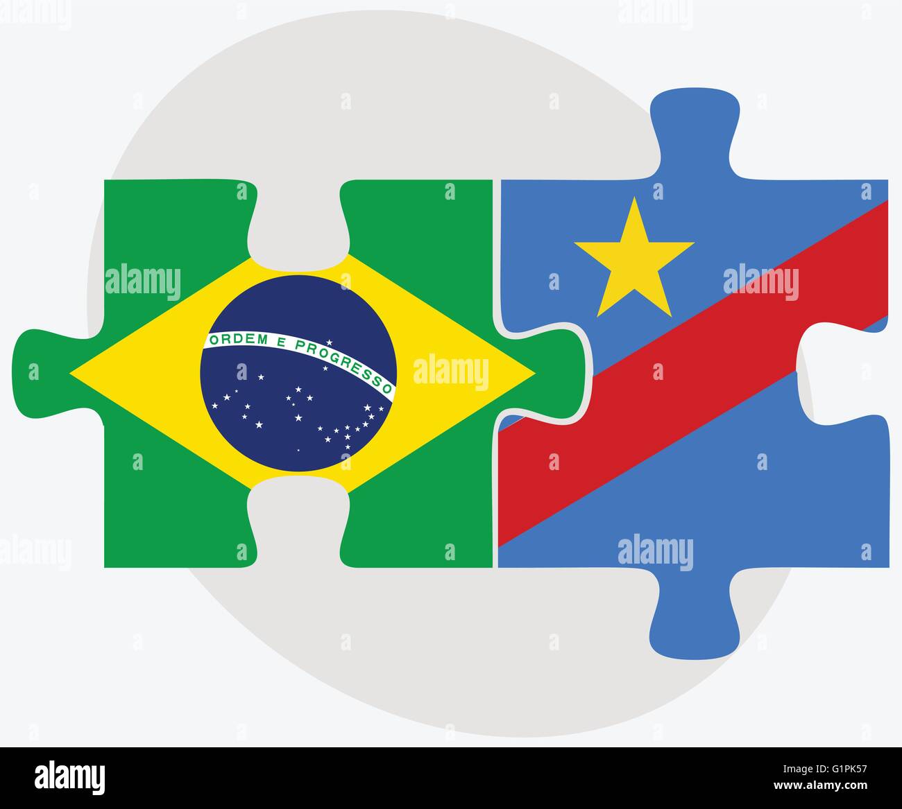 Brazil and Democratic Republic Congo Flags in puzzle isolated on white ...