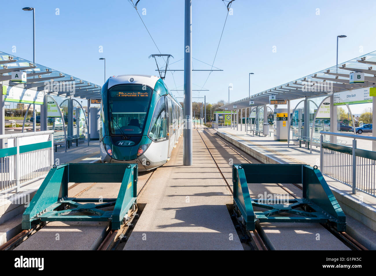 Nottingham tram (NET) at Clifton South terminus, Clifton, Nottingham, England, UK Stock Photo ...