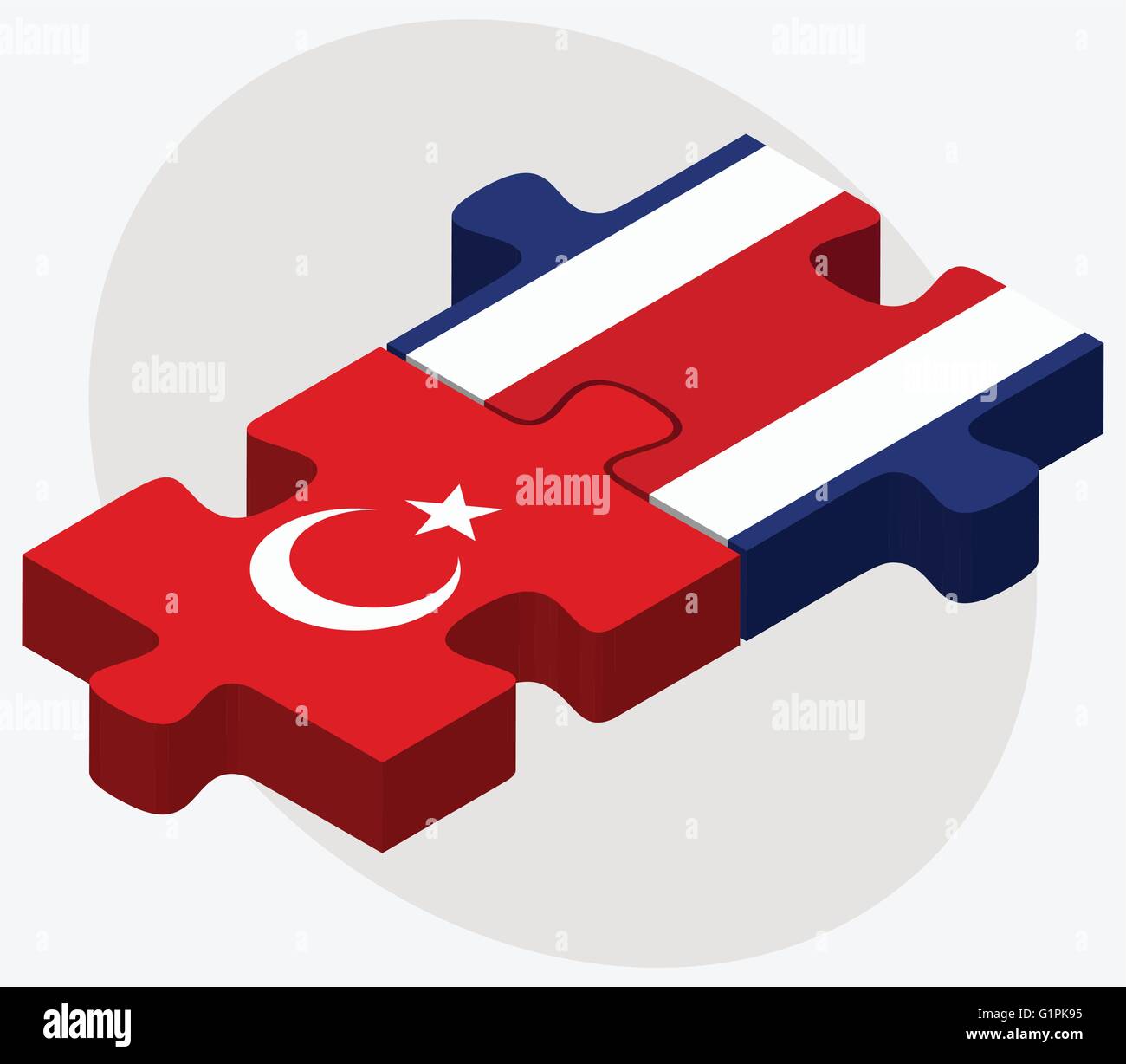Turkey and Costa Rica Flags in puzzle isolated on white background ...