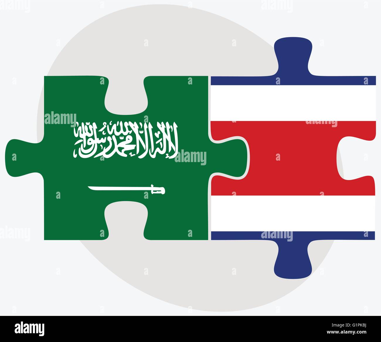 Saudi Arabia and Costa Rica Flags in puzzle isolated on white ...